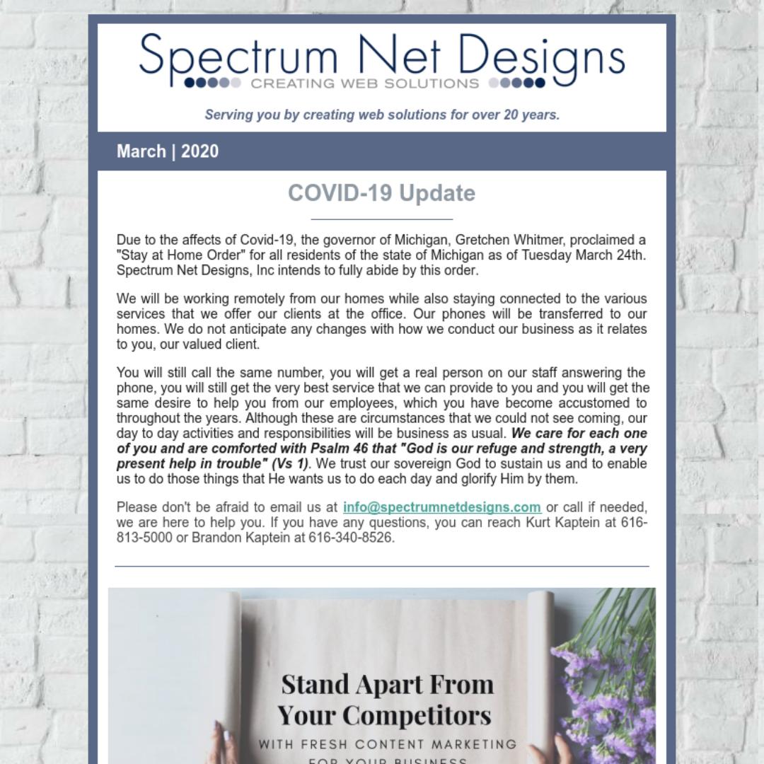 Newsletters | Spectrum Net Designs